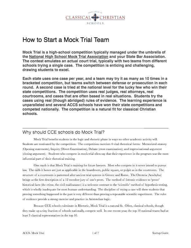 How to Start a Mock Trial Team | ACCS Member Resource Center